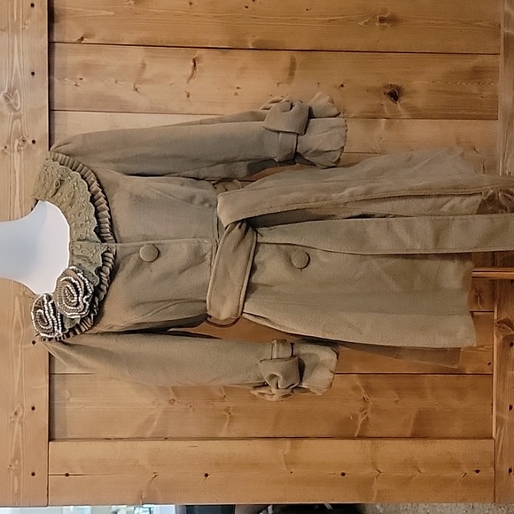 Ryu | Jackets & Coats | Ryubrown Rosette Lace Collar Trench Coat | Poshmark